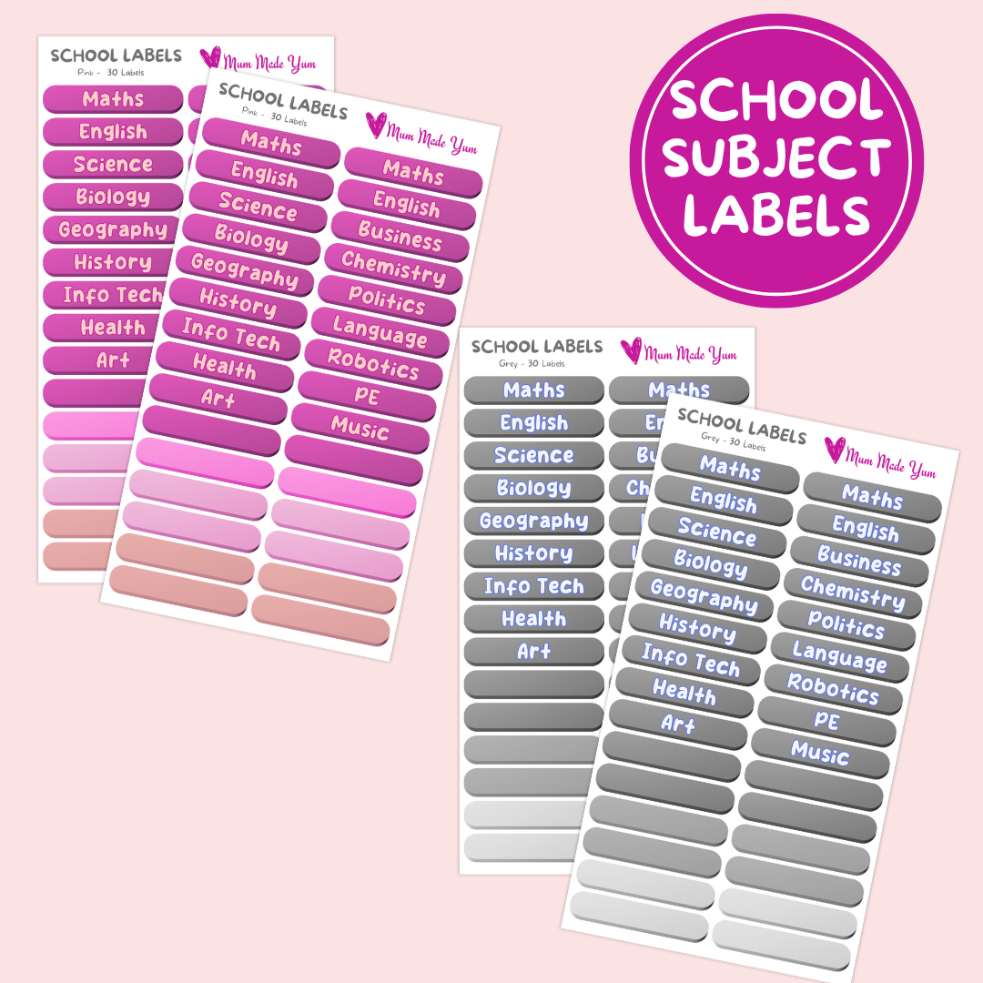 School Subject Labels | Mum Made Yum