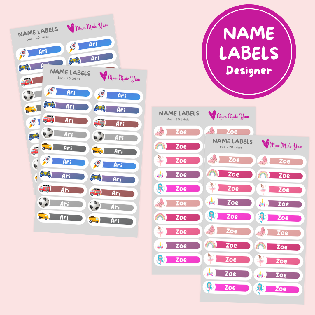 Custom Name Labels - Designer | Mum Made Yum