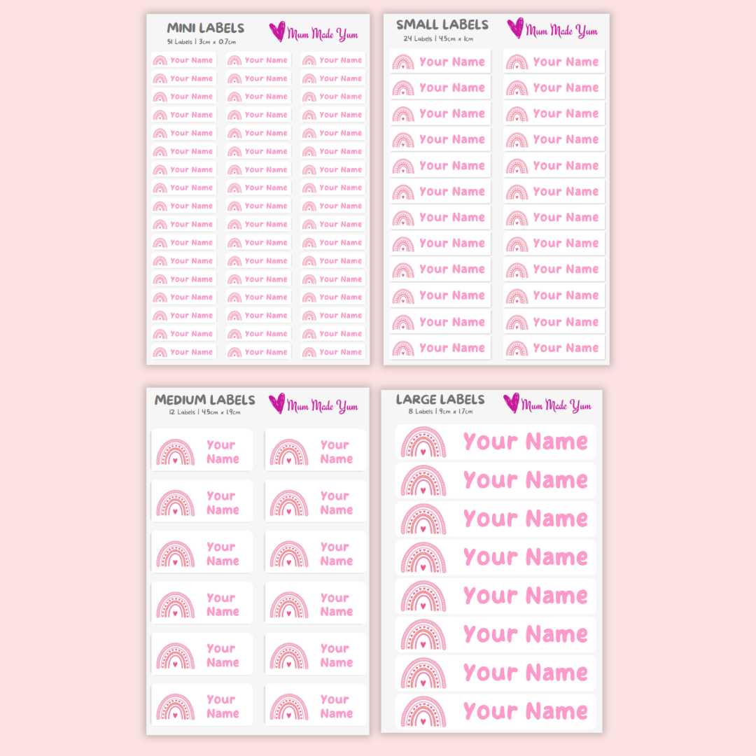 Custom Name Label Sheet - Select your size | Mum Made Yum