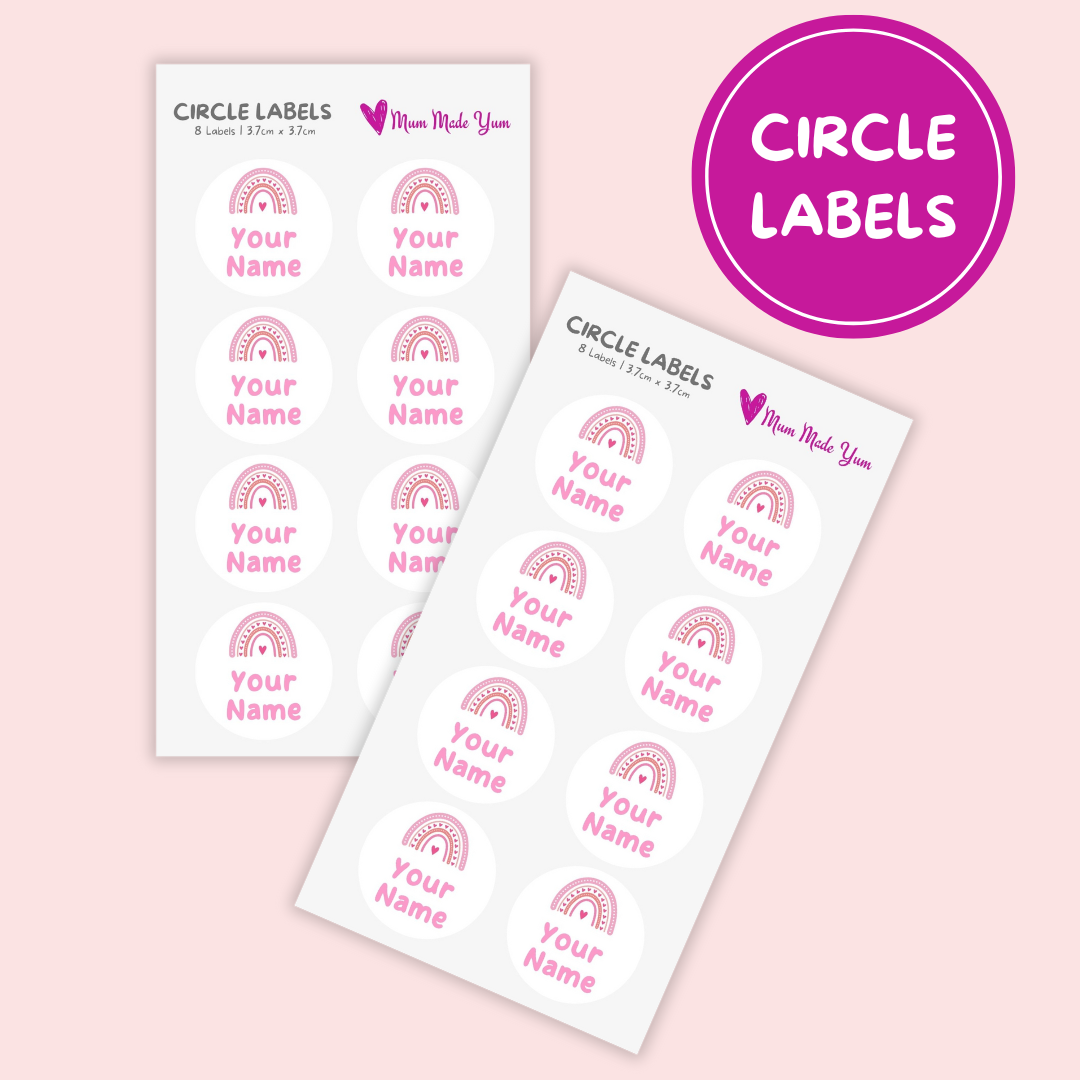 Custom Name Label Sheet - Circle (8 Labels) | Mum Made Yum
