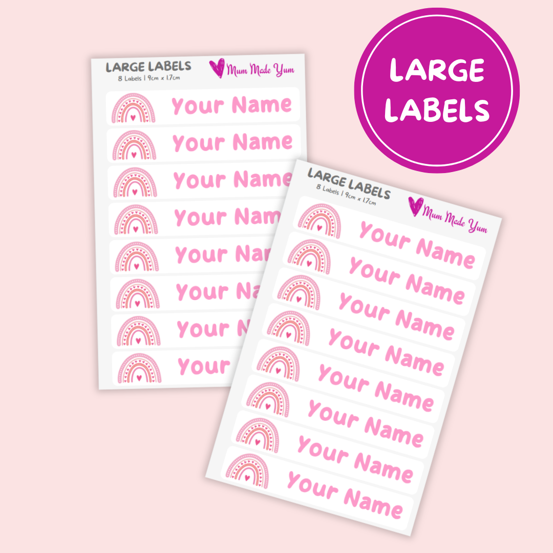 Custom Name Label Sheet - Large (8 Labels) | Mum Made Yum