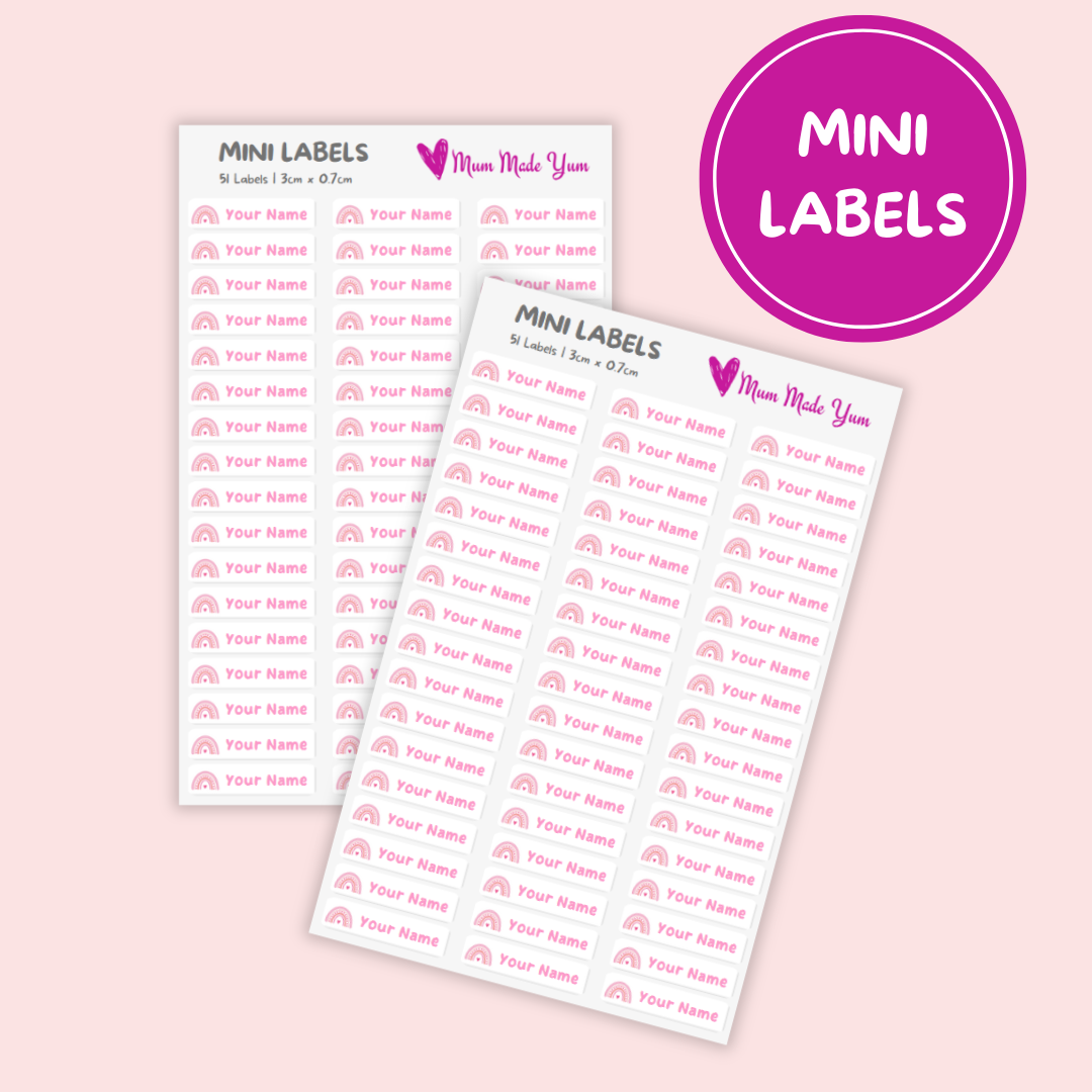 Custom Name Label Sheet - Mini (51 Labels) | Mum Made Yum