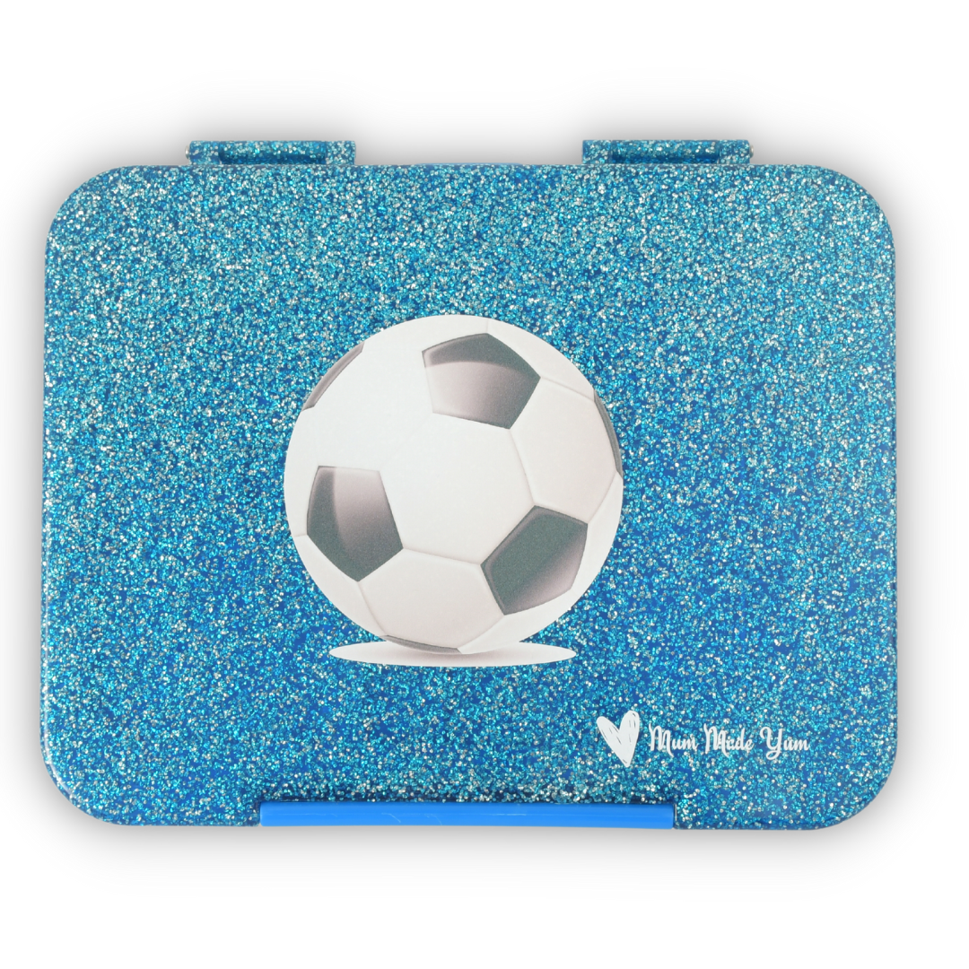Shop Bento Lunchbox (Large) - Sparkle Blue Soccer | Mum Made Yum